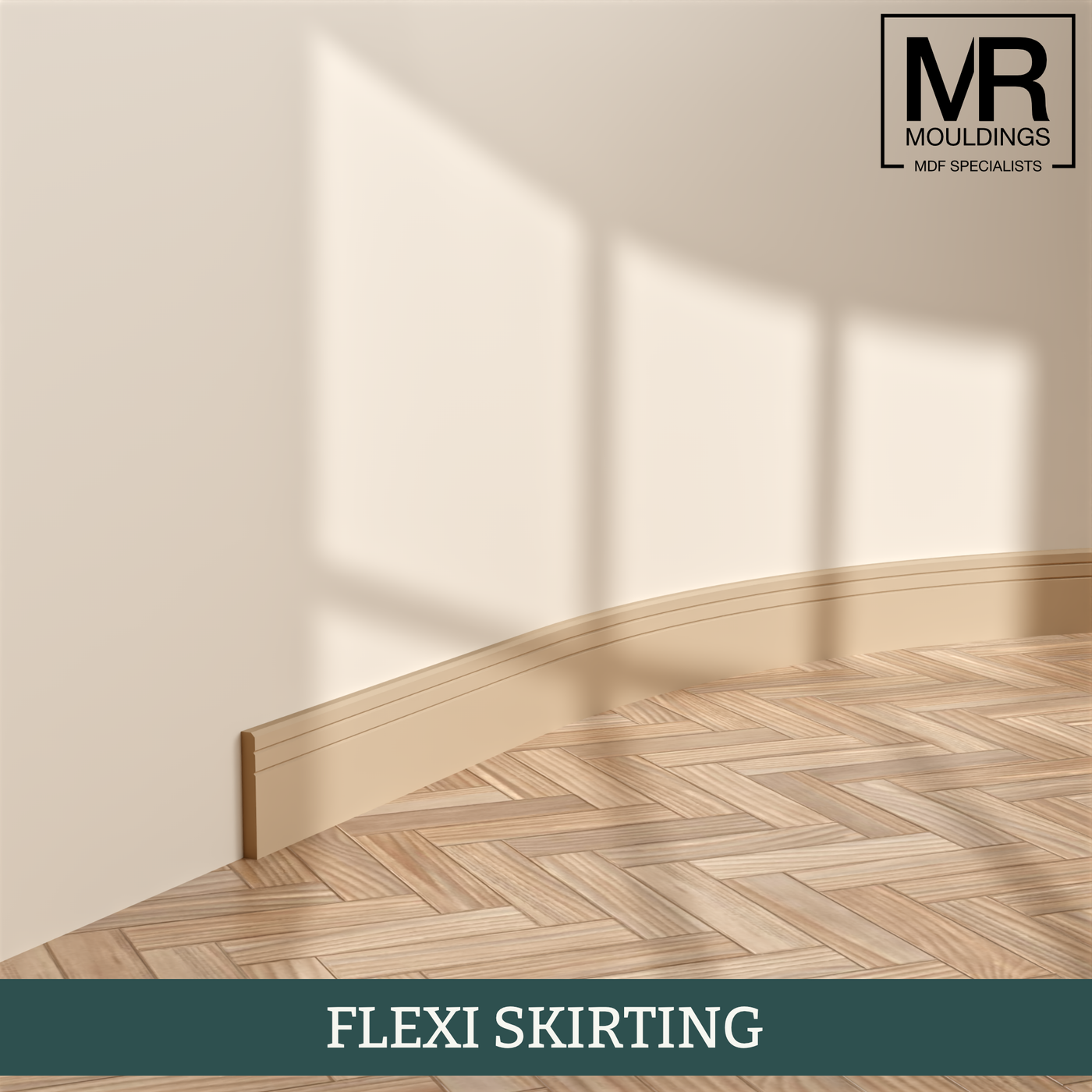 Splayed Double V Groove MDF Flexible Skirting Board