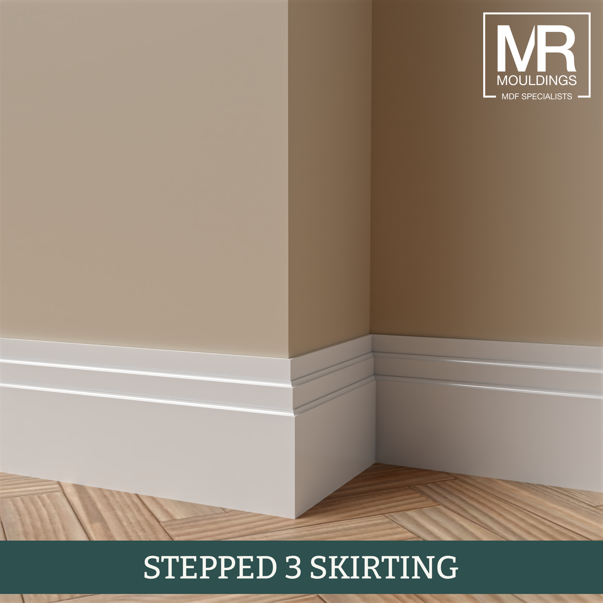 Stepped 3 MDF Skirting Board | Bold Modern Profile, Made to Order